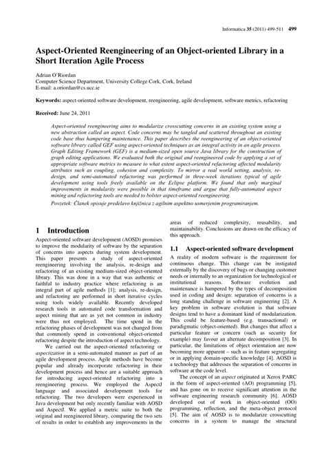 Pdf Aspect Oriented Reengineering Of An Object Oriented Library In A