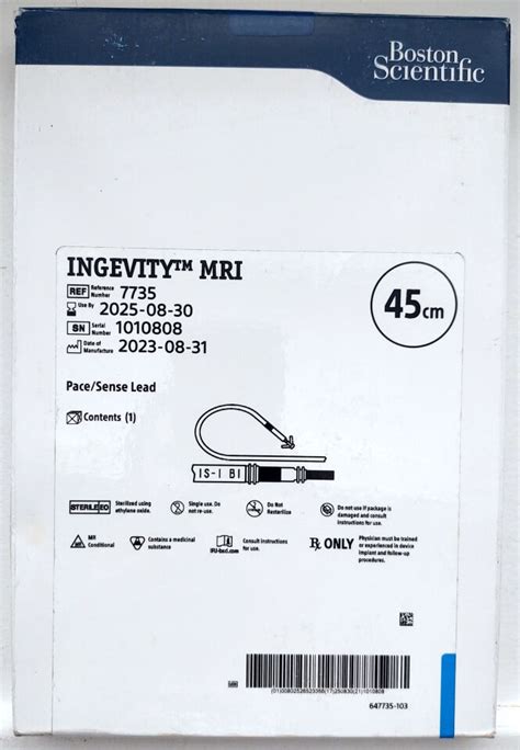 New Boston Scientific 7735 Ingevity Mri 45cm Pace Sense Lead Expired