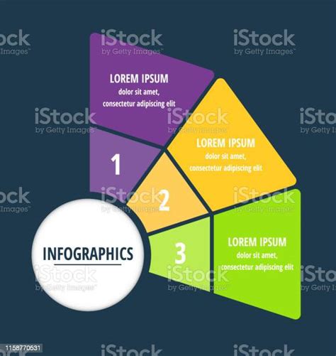 벡터 인포 그래픽 평면 템플릿 섹터 세 레이블 다이어그램 그래프 프리젠 테이션 3가지 옵션이 있는 비즈니스 컨셉 콘텐츠 순서도 단계 타임라인 워크플로 마케팅 보고서 금융에