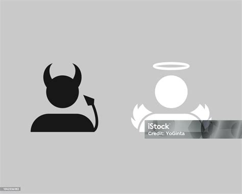 악마와 천사 아바타 아이콘 나쁜 좋은 부정적이고 긍정적 악마에 대한 스톡 벡터 아트 및 기타 이미지 악마 천사 개념 Istock