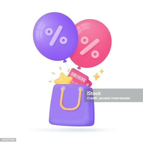고객에게 특별 할인을 제공하는 바우처로 가득 찬 쇼핑백 3d 그림입니다 0명에 대한 스톡 벡터 아트 및 기타 이미지 0명 3차원 형태 가방 Istock