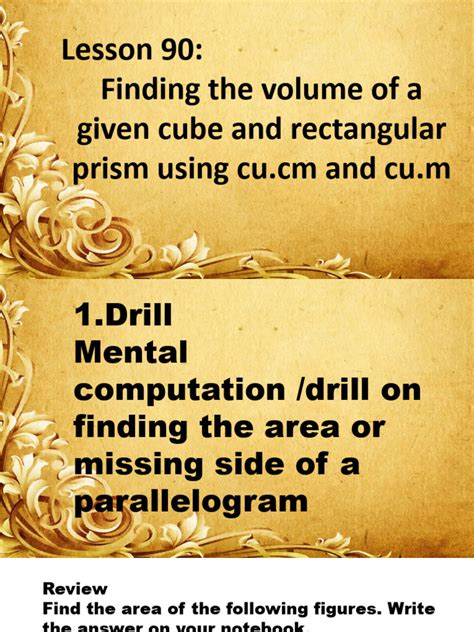 Mathematics 5 Ppt Q4 Lesson 90 Finding The Volume Of A Given Cube