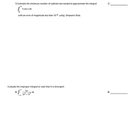 Solved Estimate The Minimum Number Of Subintervals Needed To