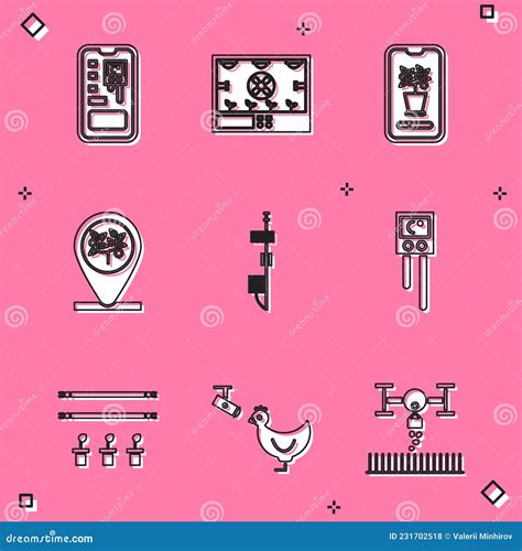 Set Smart Control Farming System Technology Location And Tree Standalone Sensor Temperature