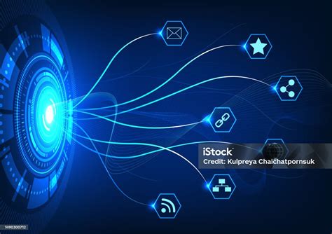백그라운드 기술 연결은 인터넷 네트워크의 데이터를 전 세계에 정보를 전파하는 스마트 기술로 보냅니다 데이터 웨이브 디스플레이