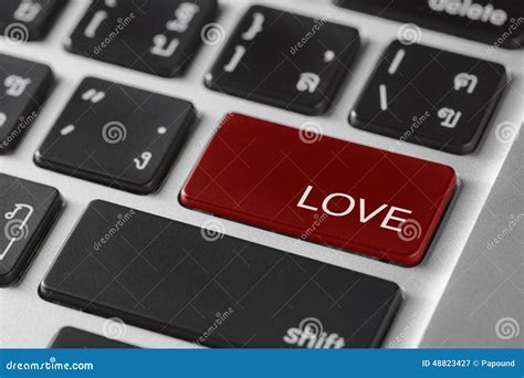 Computer Notebook Keyboard Selected Focus On Red Enter Button W Stock