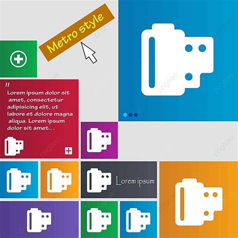 Metrostyle Negative Film Icons With Cursor Pointer Detail Camera Snapshot Vector Detail Camera