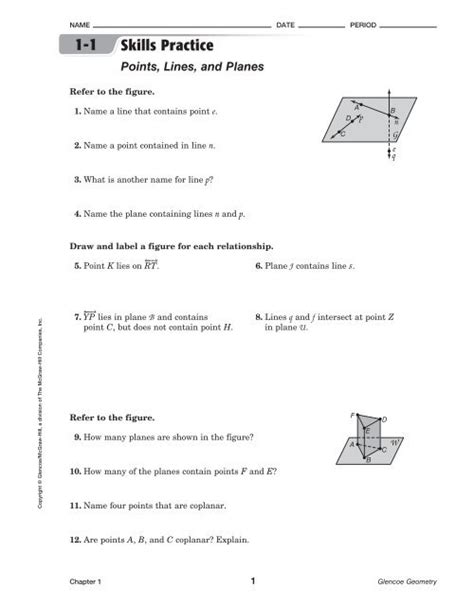 1 1 Skills Practice Points Lines And Planes Worksheet