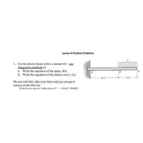 Solved Lesson 4 ﻿practice Problemsfor The Shown Beam With A