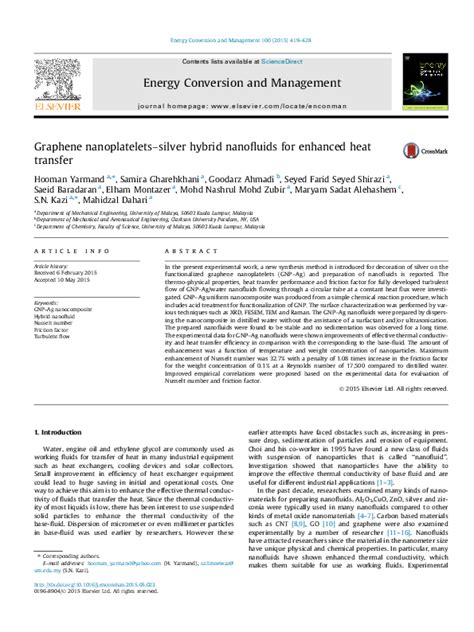 Pdf Graphene Nanoplatelets Silver Hybrid Nanofluids For Enhanced Heat Transfer