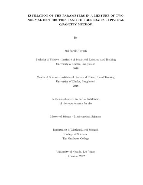 Pdf Estimation Of The Parameters In A Mixture Of Two Normal Distributions And The Generalized