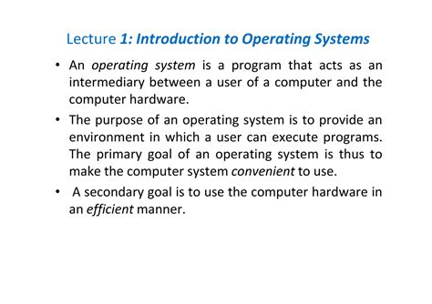 Os Operating System Theory Notes Lecture Introduction To Operating Systems An Operating