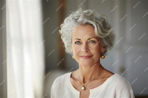 Premium Ai Image Portrait Of Beautiful Modern Adult Woman Age 60s