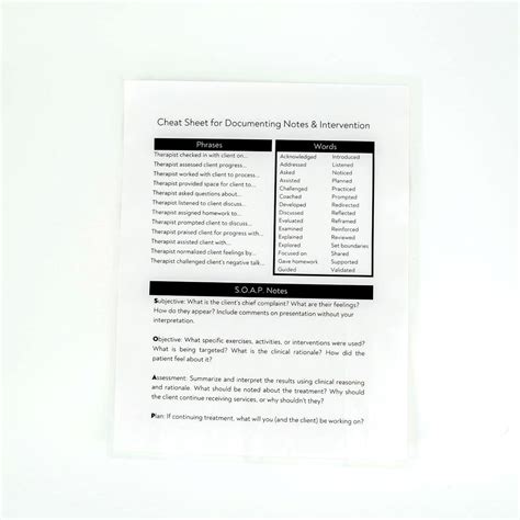 Therapy Notes And Intervention Cheat Sheet 2 Laminated 85x11 A1 Forms