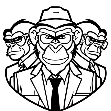 Monkey Massacre Vector Illustration Line Art Premium Ai Generated Vector