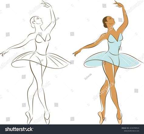 Beautiful Young Ballerina Doing Exersice Line Stock Vector Royalty