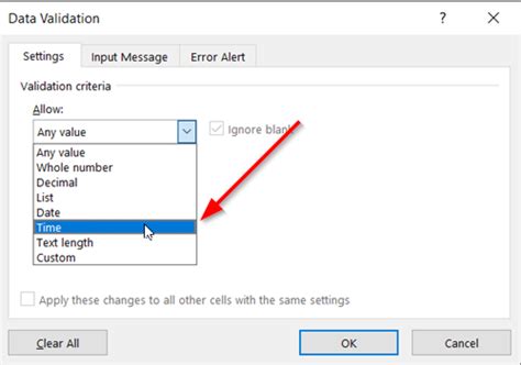 how to apply data validation to cells in microsoft excel