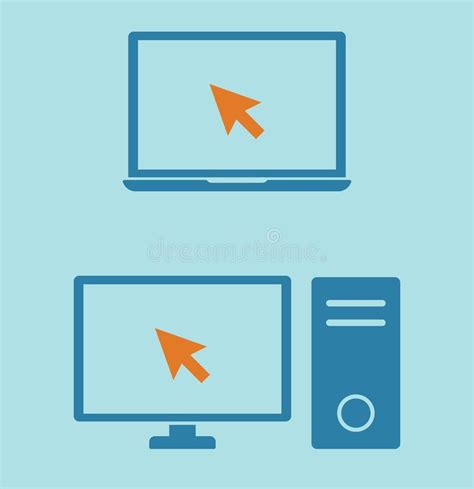 laptop and desktop pc computer with mouse pointer stock vector
