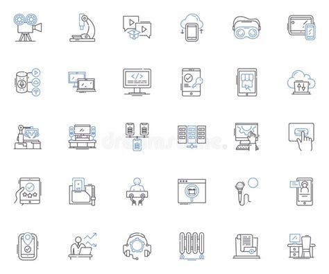 Information Tech Line Icons Collection Coding Automation Cloud
