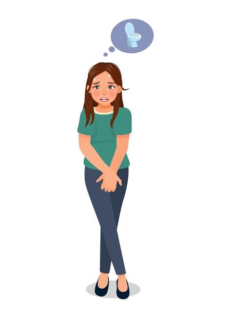 Beautiful Young Woman Need To Go To Toilet To Pee 13932007 Vector Art