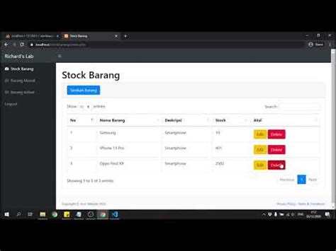 5 Tutorial Pembuatan Aplikasi Stock Barang Berbasis Web Update Dan