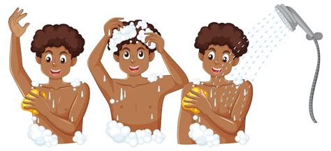 Une Routine De Douche Pour Les Adolescents Vecteur Gratuite