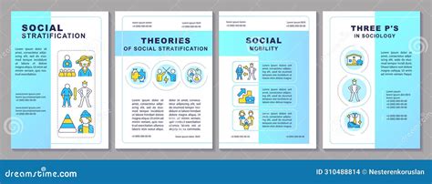 Social Stratification Green Brochure Template Cartoon Vector 310200121