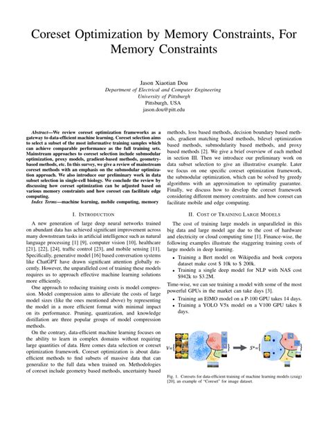 Pdf Coreset Optimization By Memory Constraints For Memory Constraints