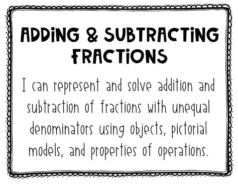 Adding And Subtracting Fractions With Uncommon Denominators I Can Statement Minds In Bloom
