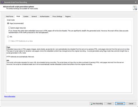 Advanced Web Script Generation Options Epp Docs