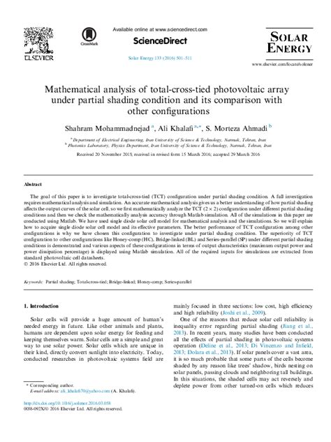 pdf mathematical analysis of total cross tied photovoltaic array