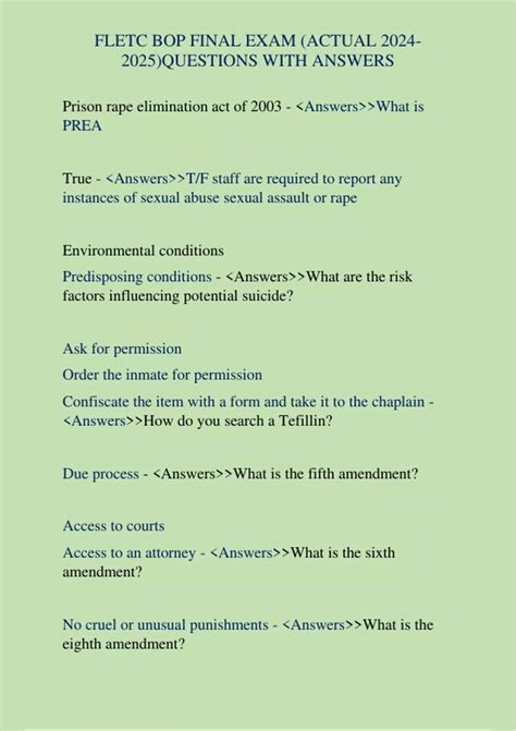 FLETC BOP FINAL EXAM ACTUAL QUESTIONS WITH ANSWERS FLETC BOP Stuvia US