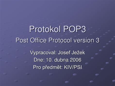 Ppt Protokol Pop3 Post Office Protocol Version 3 Powerpoint