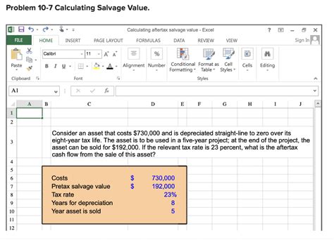Solved Problem 10 7 Calculating Salvage Value X