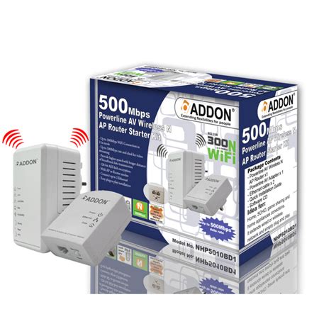 Addon 500Mbps Power Line AV Wireless AP Router Starter Kit Falcon