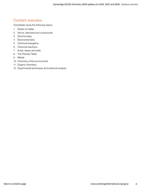 Cambridge Igcse 0620 Chemistry Syllabus Pdf Mole Unit Ion