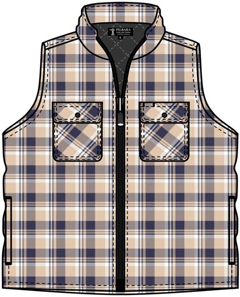 Flannelette Quilted Vest Mens Zipper Front Ritemate Workwear