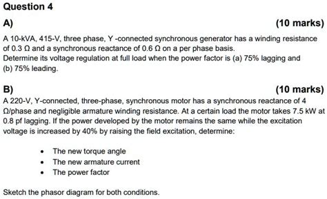 Solved Question 4 A 10 Marks A 10 Kva 415 V Three Phase Y