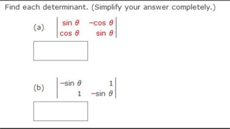 solved find each determinant simplify your answer