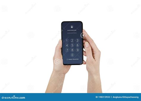 Hand Holding And Showing Smartphone With Passcode Keypad For Lock Or Unlock Login Or Enter