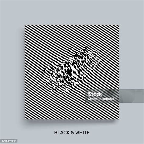 파형 배경입니다 표면 왜곡입니다 착시와 패턴입니다 벡터는 일러스트 레이 션을 스트립 흑인과 백인 소리 파도입니다 디자인 서식 파일을 커버 3차원 형태에 대한 스톡 벡터 아트