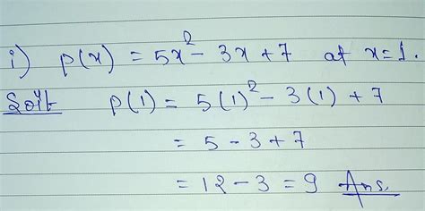 I P X 5x2 3x 7 At X 1 Ii 9 Y 3y3 4y Vil At Y 2
