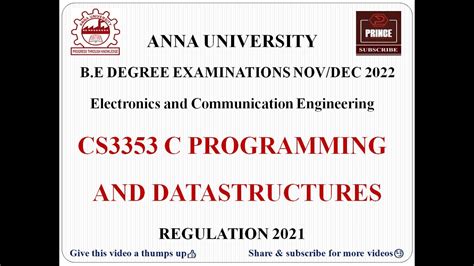 Cs3353 C Programming And Datastructures Anna University Question