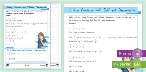 Adding Fractions With Different Denominators Twinkl