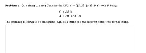 Solved Problem 3 4 Points 1 Part Consider The Cfg