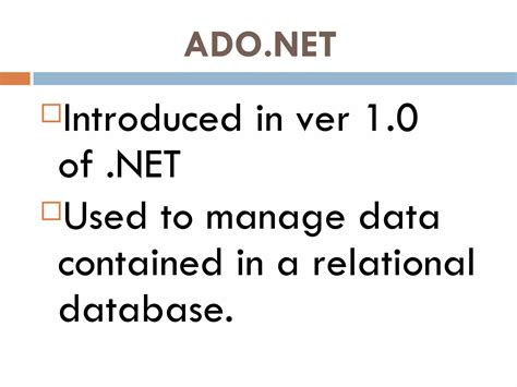 Data Management With Ado Ppt Databases Computer Software And Applications