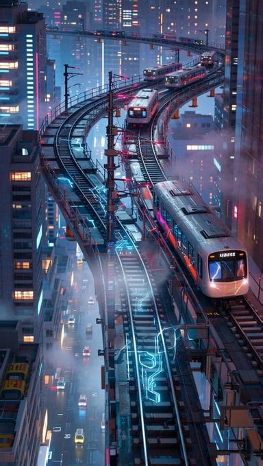 Free Neon Railway Dreams Image Cyberpunk Futuristic Neon Download