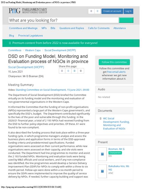 Dsd On Funding Model Monitoring And Evaluation Process Of Ngos In Province Pm Pdf