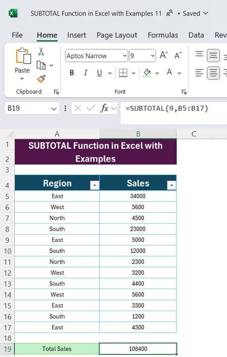 Subtotal Function In Excel With Examples Pk An Excel Expert