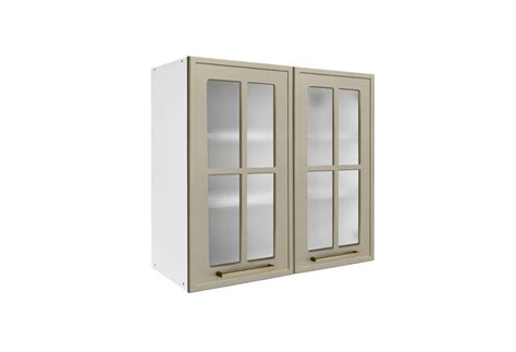 Кухненски шкаф горен с две витрини Alba V80 S маслина • Модулна кухня Alba • Мебели Монема